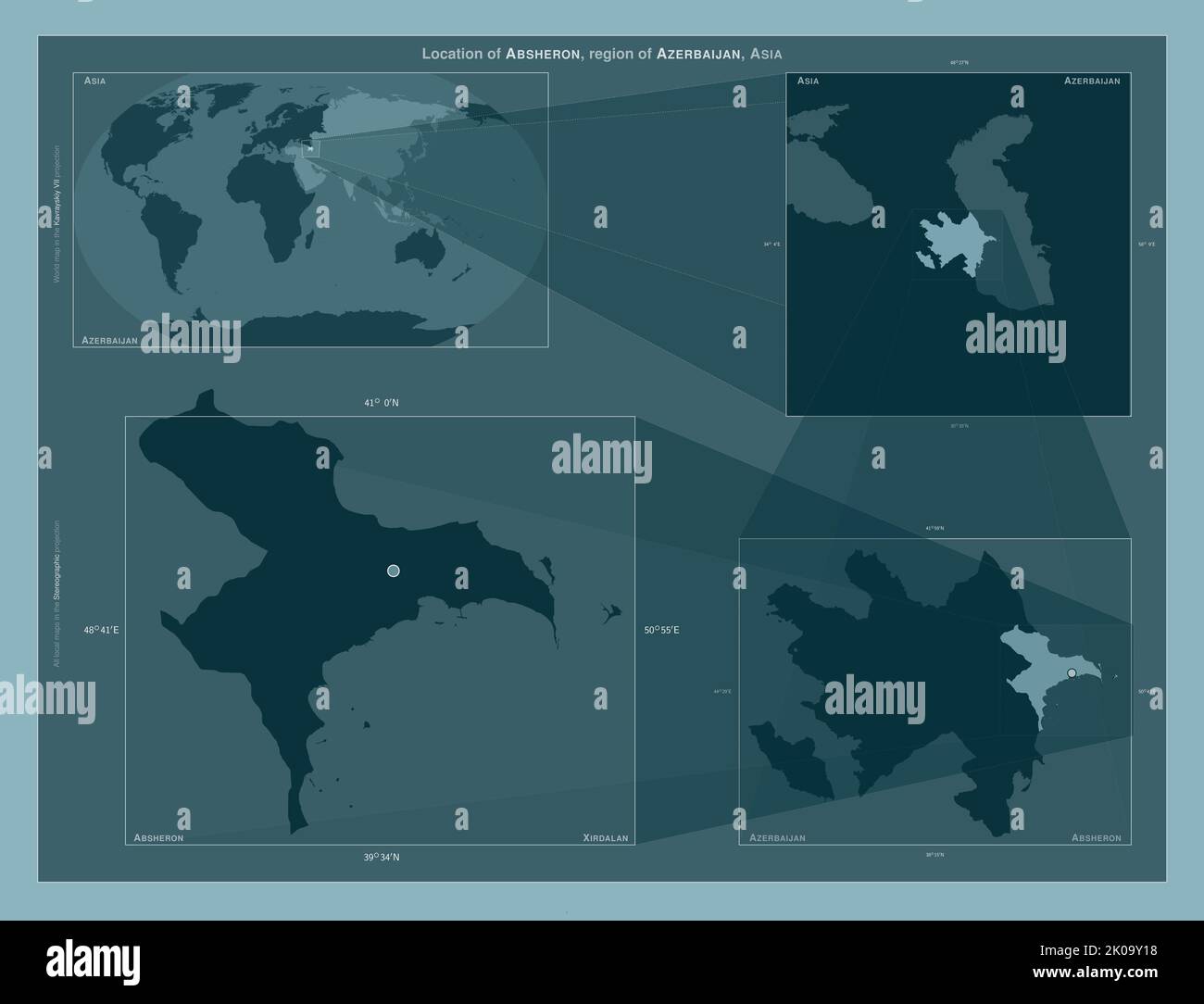Absheron, région de l'Azerbaïdjan. Schéma montrant l'emplacement de la ...