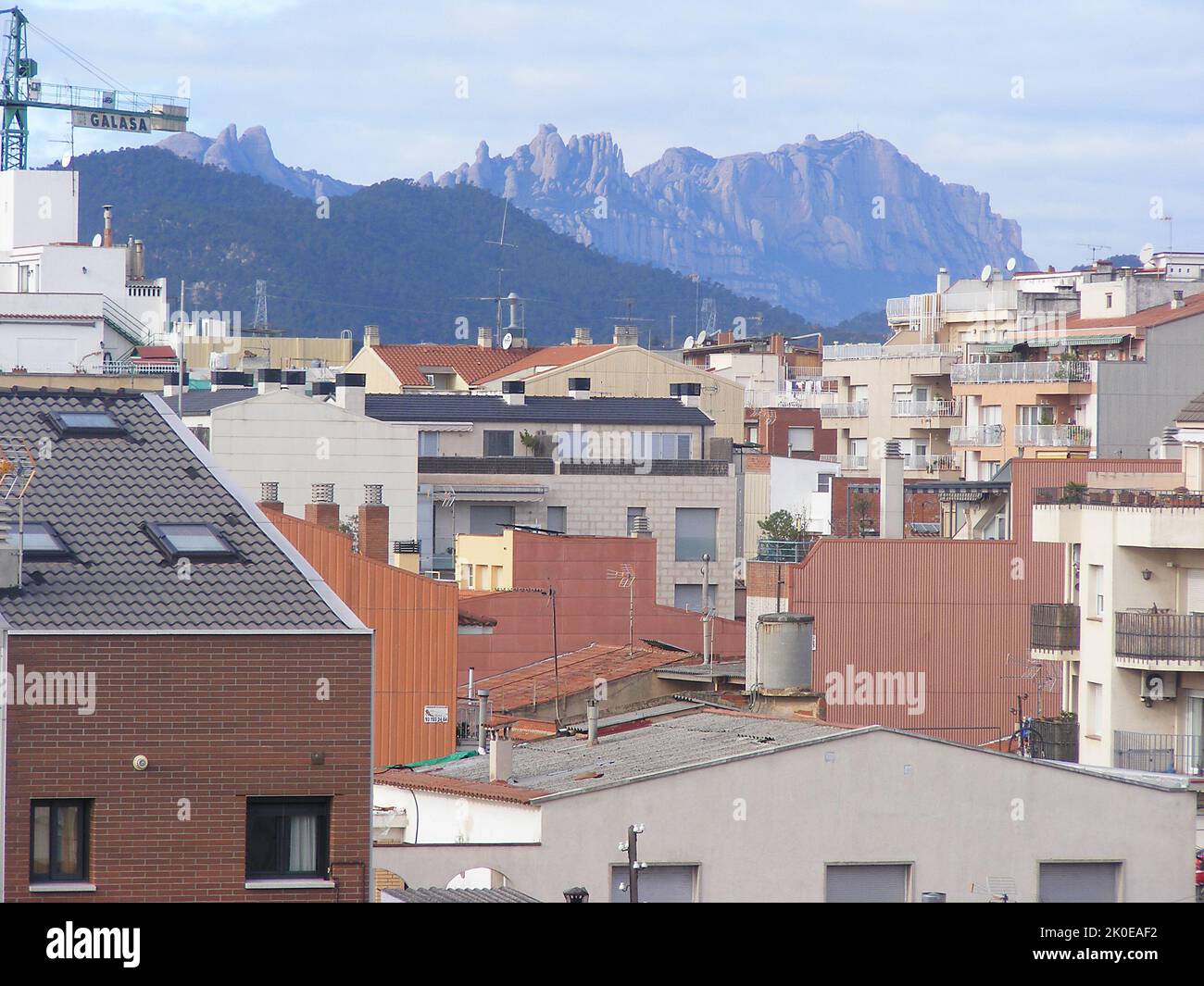 Anciens bâtiments de la ville de Terrassa, Espagne. Panorama de la ...