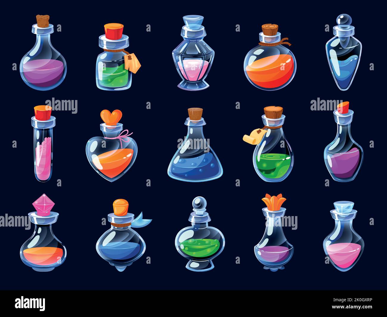 Potion de jeu. Caricature élixir pour la force mana et endurance, l ...