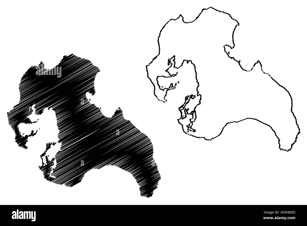 Illustration vectorielle de la carte de l'île Kathal (République de l ...