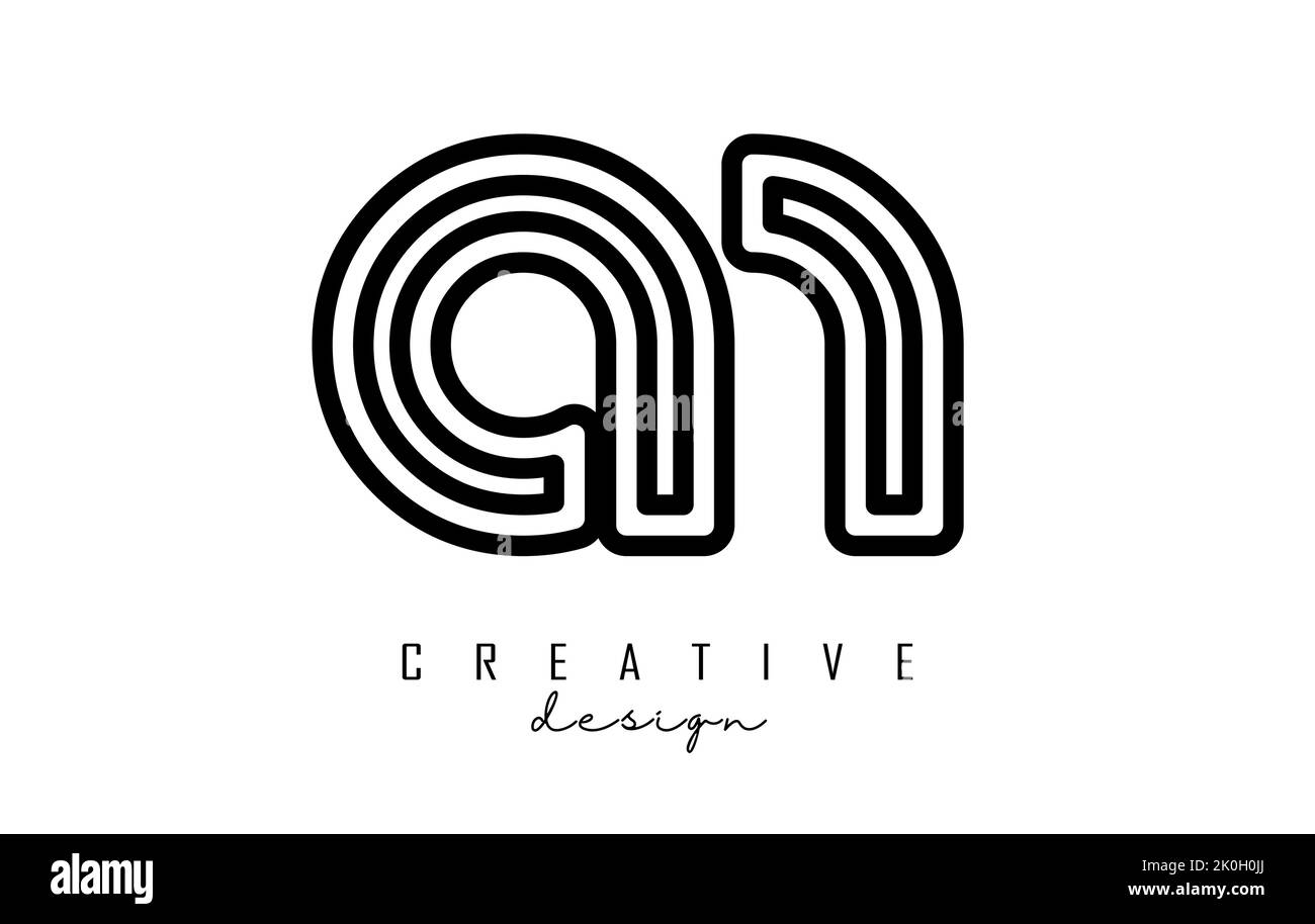 Lettres de contour un a n logo avec un design minimaliste. Lettres ...