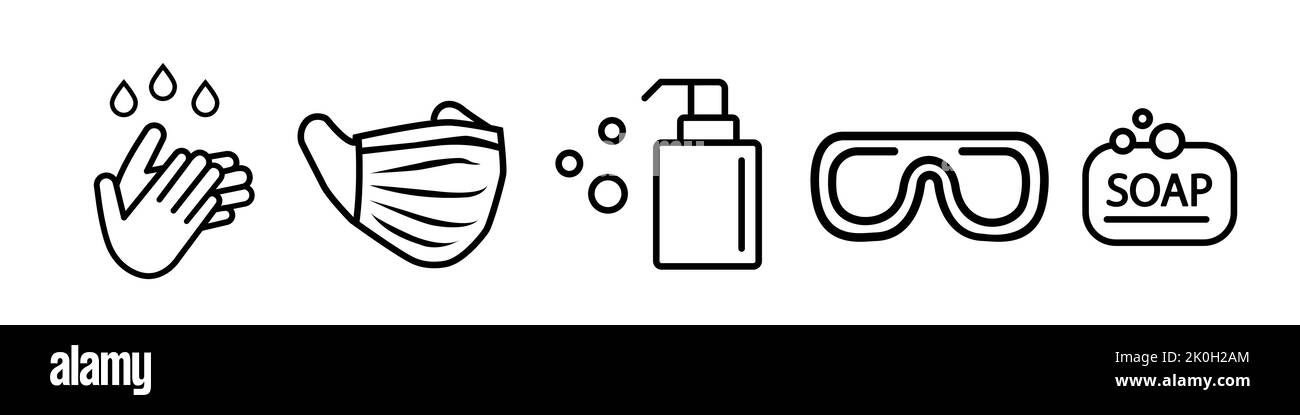 Ensemble d'icônes de lavage des mains. Lavez-vous les mains ou lavez ...