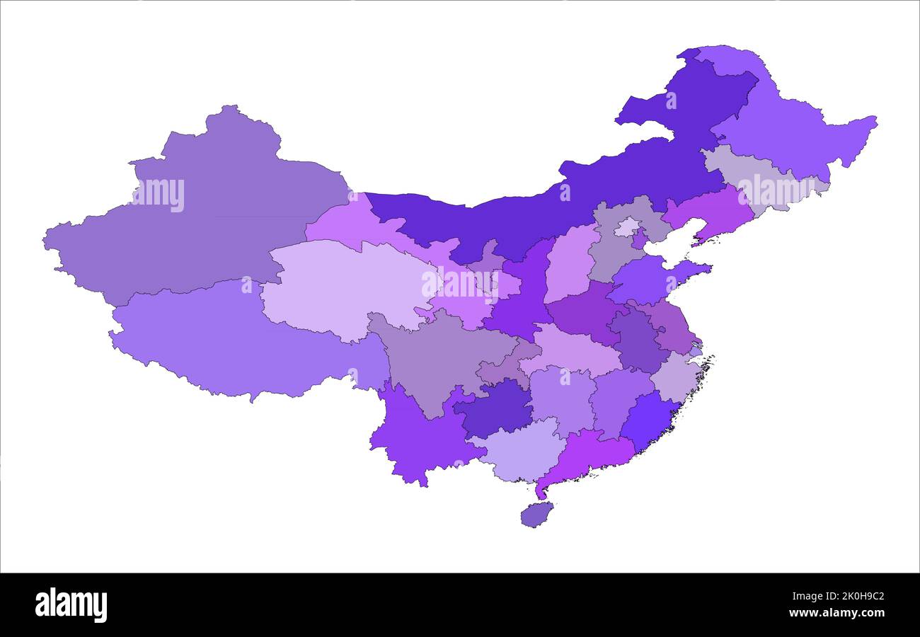 Chine Pink color vector map illustration sur fond blanc, China vector ...