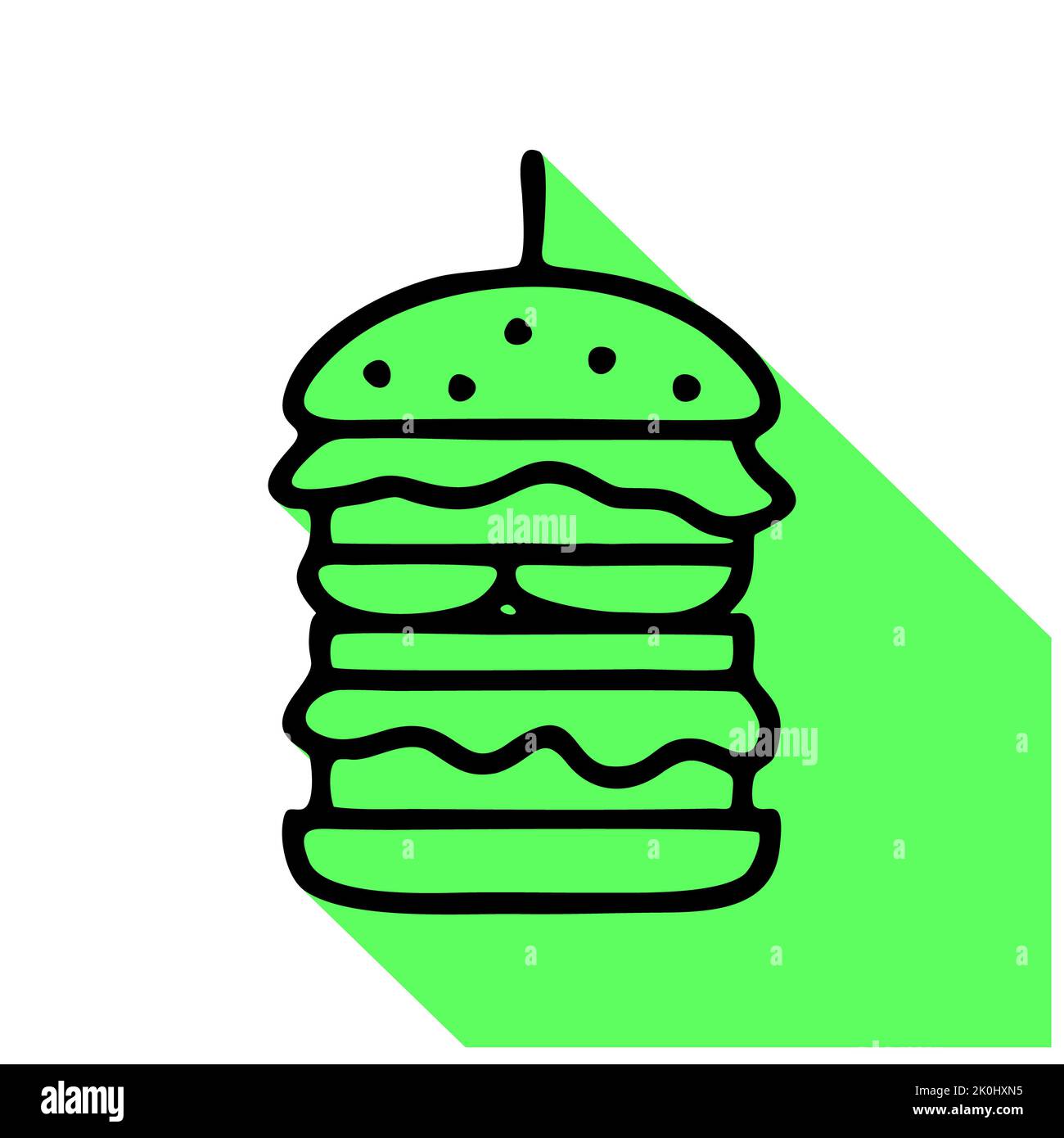 Icône de ligne plate Burger. Vecteur fin signe du logo fast food café ...