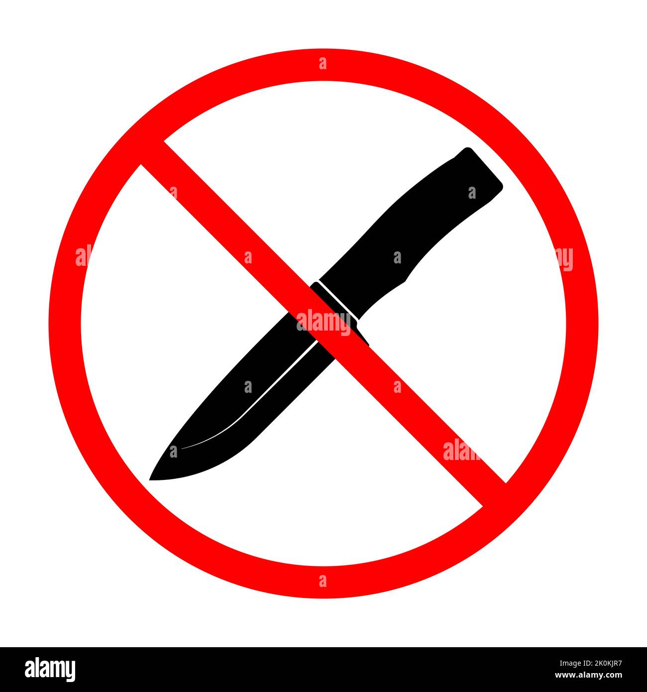 Panneau d'interdiction des couteaux. Couteau interdit. Arme dangereuse ...