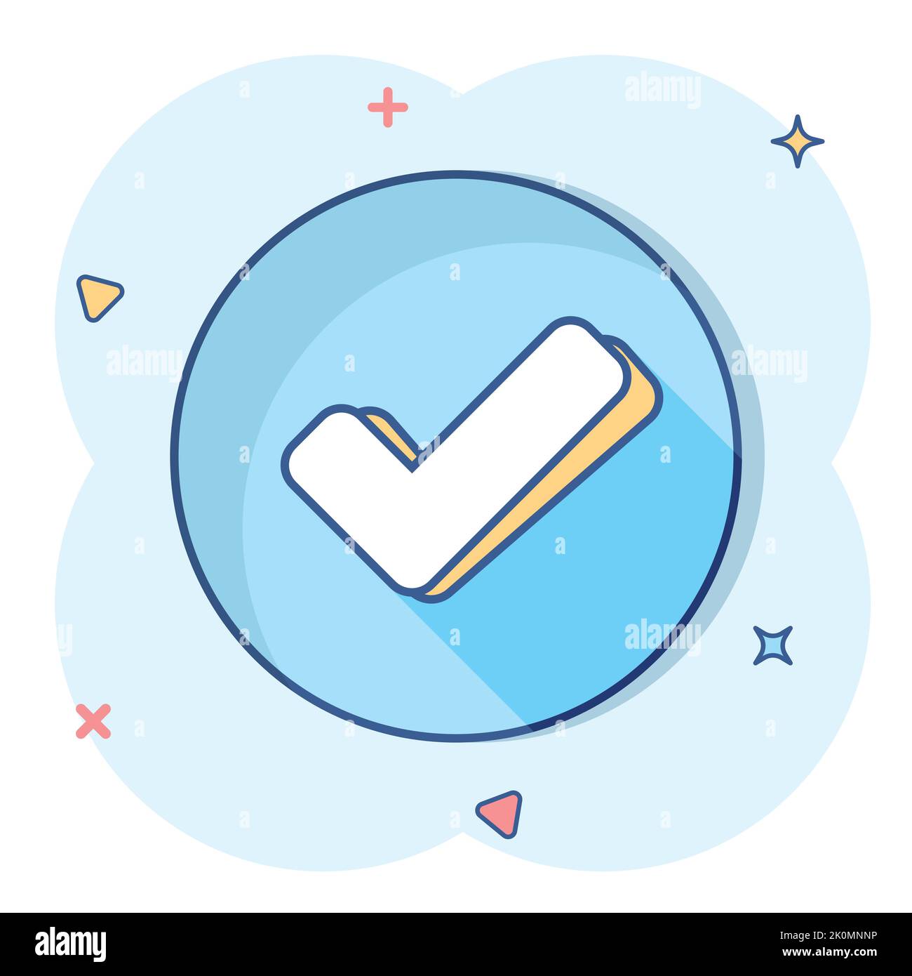 Icône de validation dans le style comique. Ok, accepter vector cartoon ...