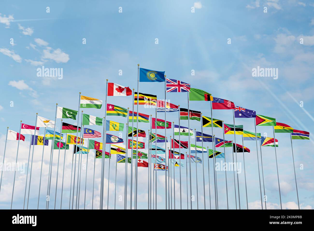 Le drapeau du Commonwealth des Nations avec les drapeaux des pays de l ...