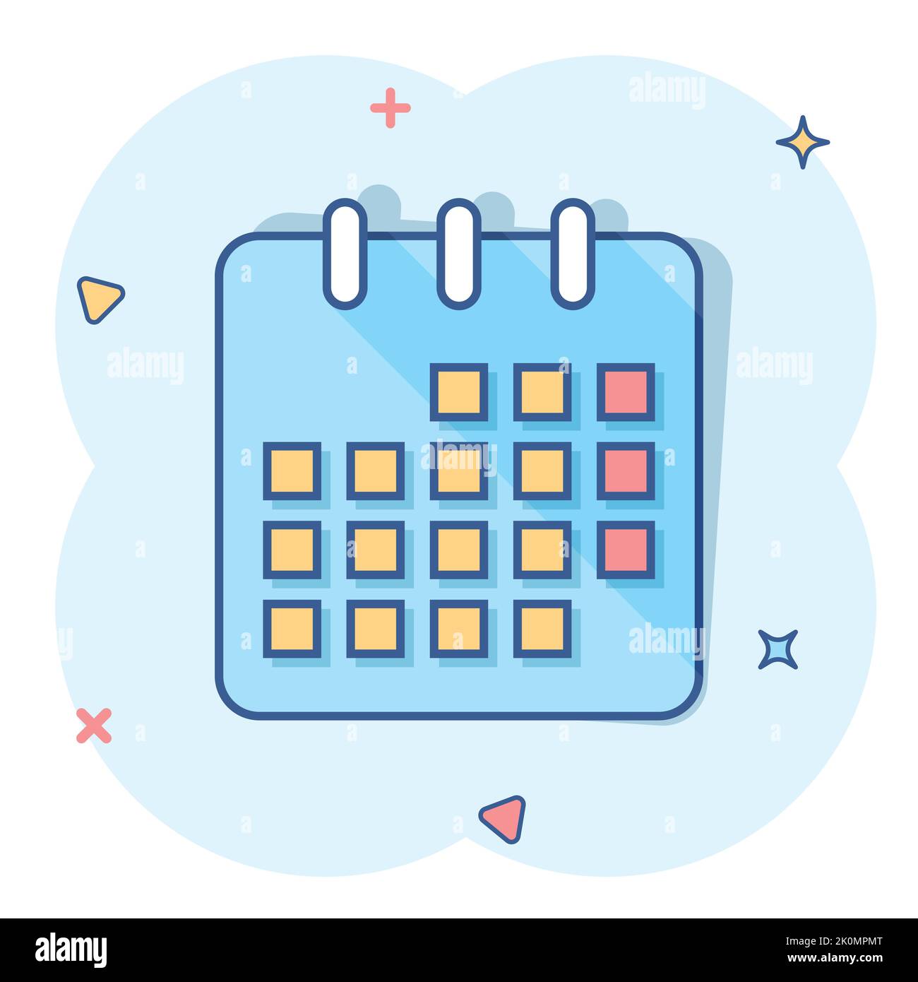 L'icône de l'ordre du jour du calendrier dans le style comique. Cartoon ...