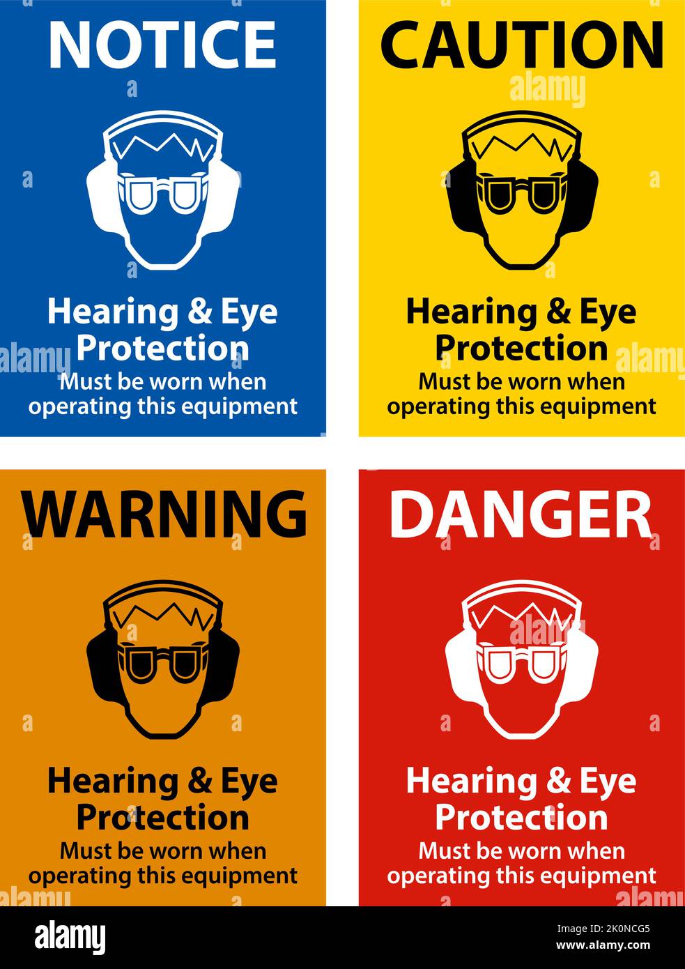 Panneau de protection des yeux et de l'ouïe sur fond blanc Image ...