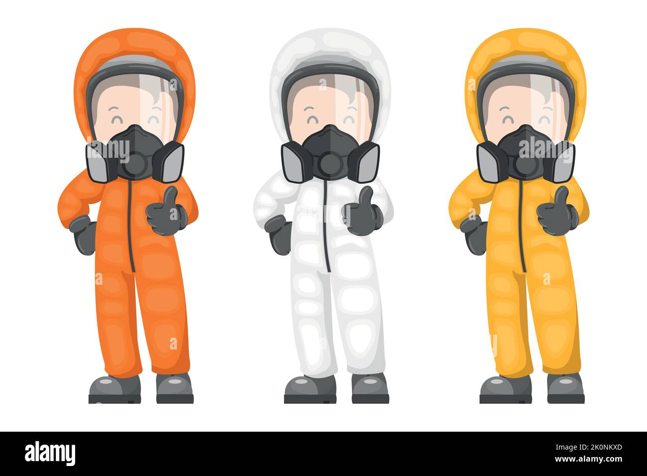 Travailleur industriel avec combinaison de protection et masque ...