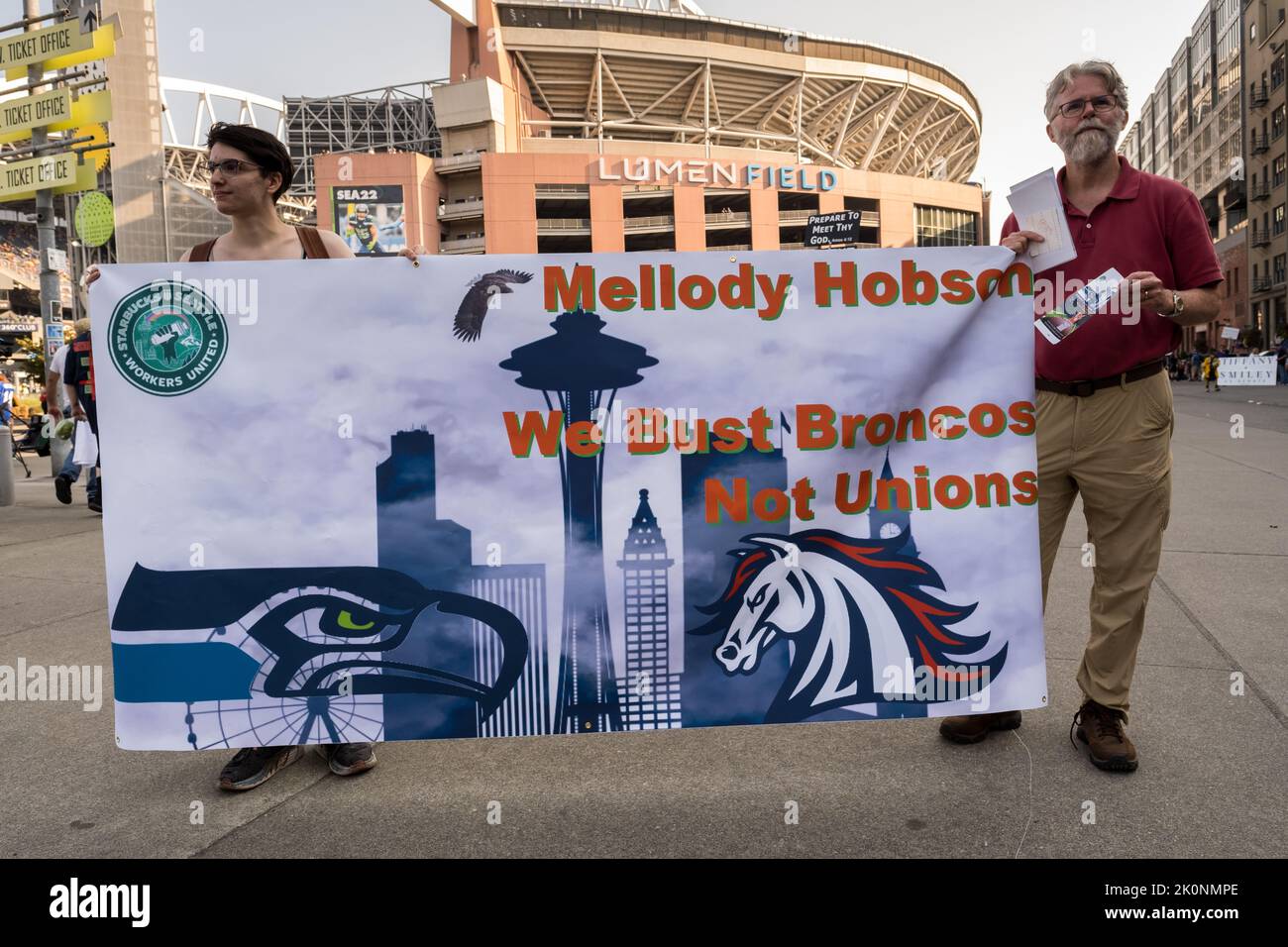 Seattle, États-Unis. 12th septembre 2022. Un membre pro-syndical à ...