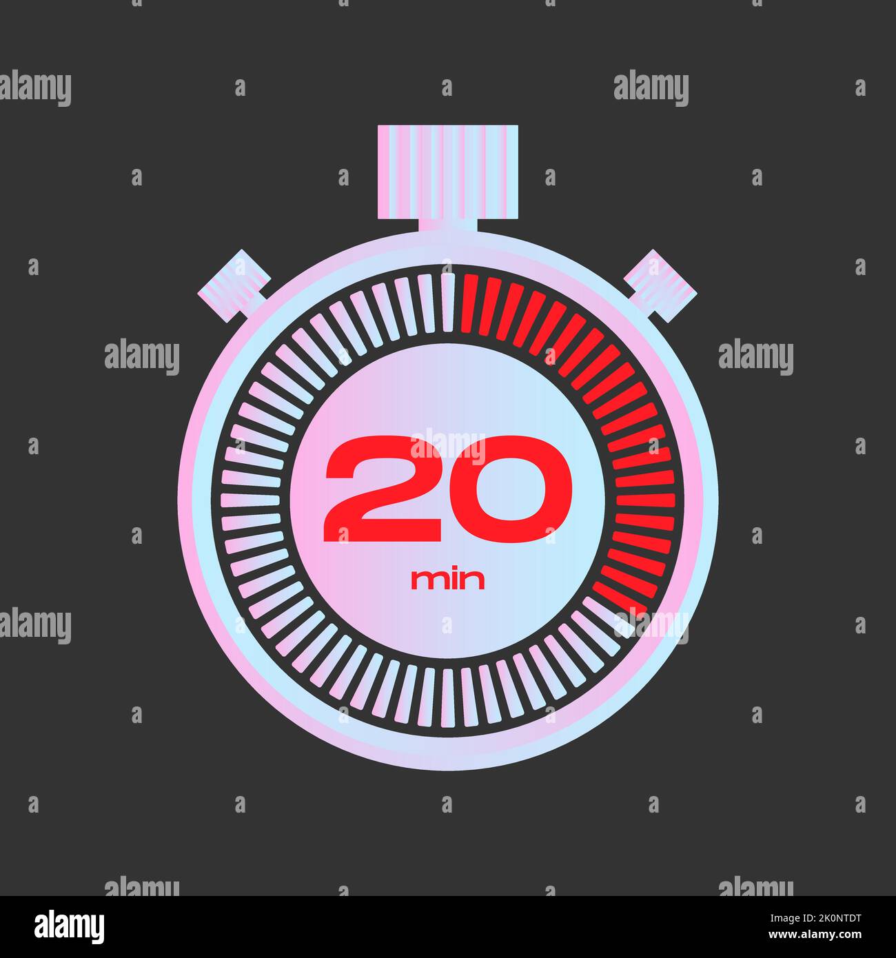 minuterie de 20 minutes. Symbole de chronomètre à plat. Illustration ...