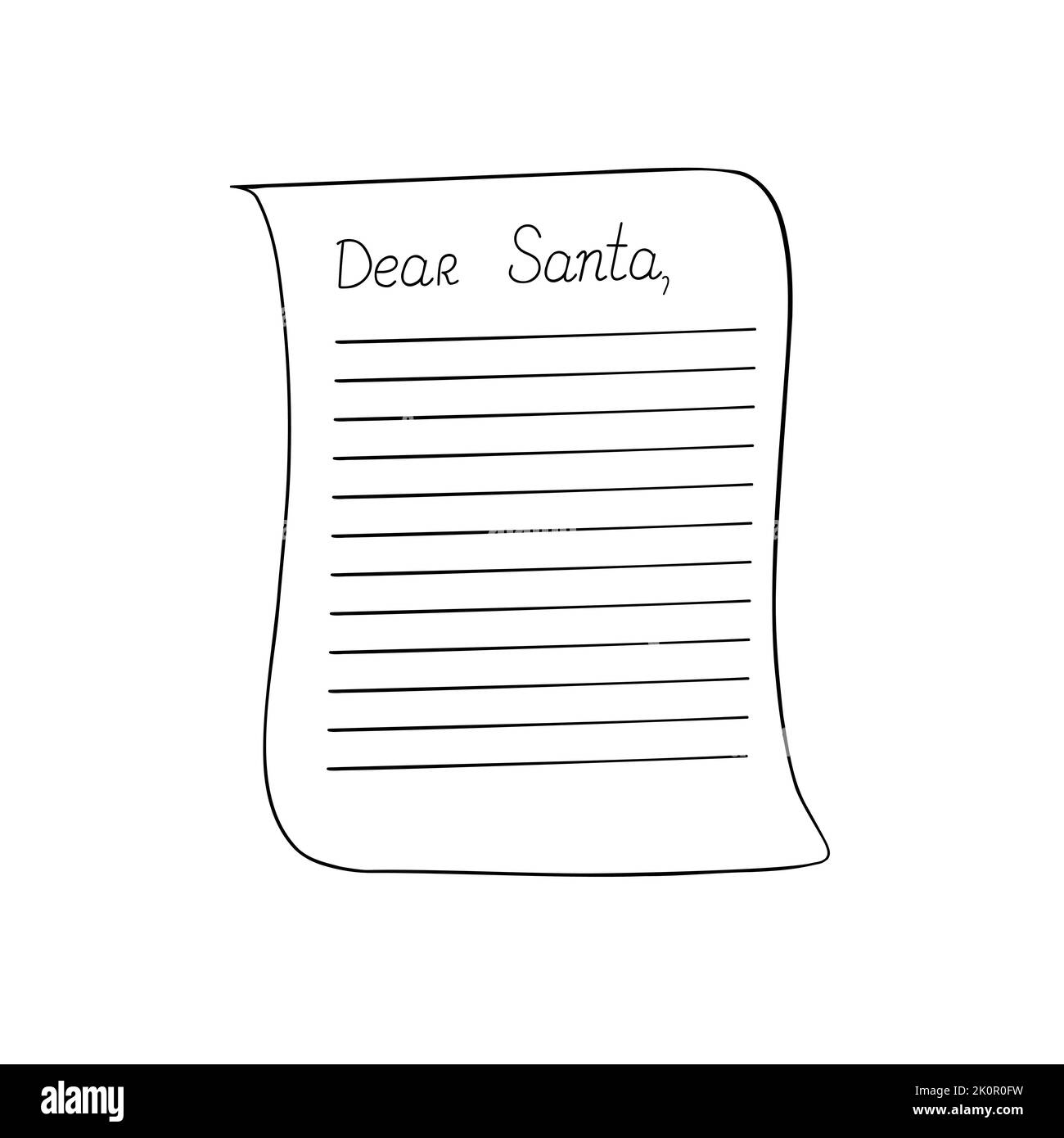 Lettre au modèle du Père Noël dessin main dessin vectoriel illustration ...