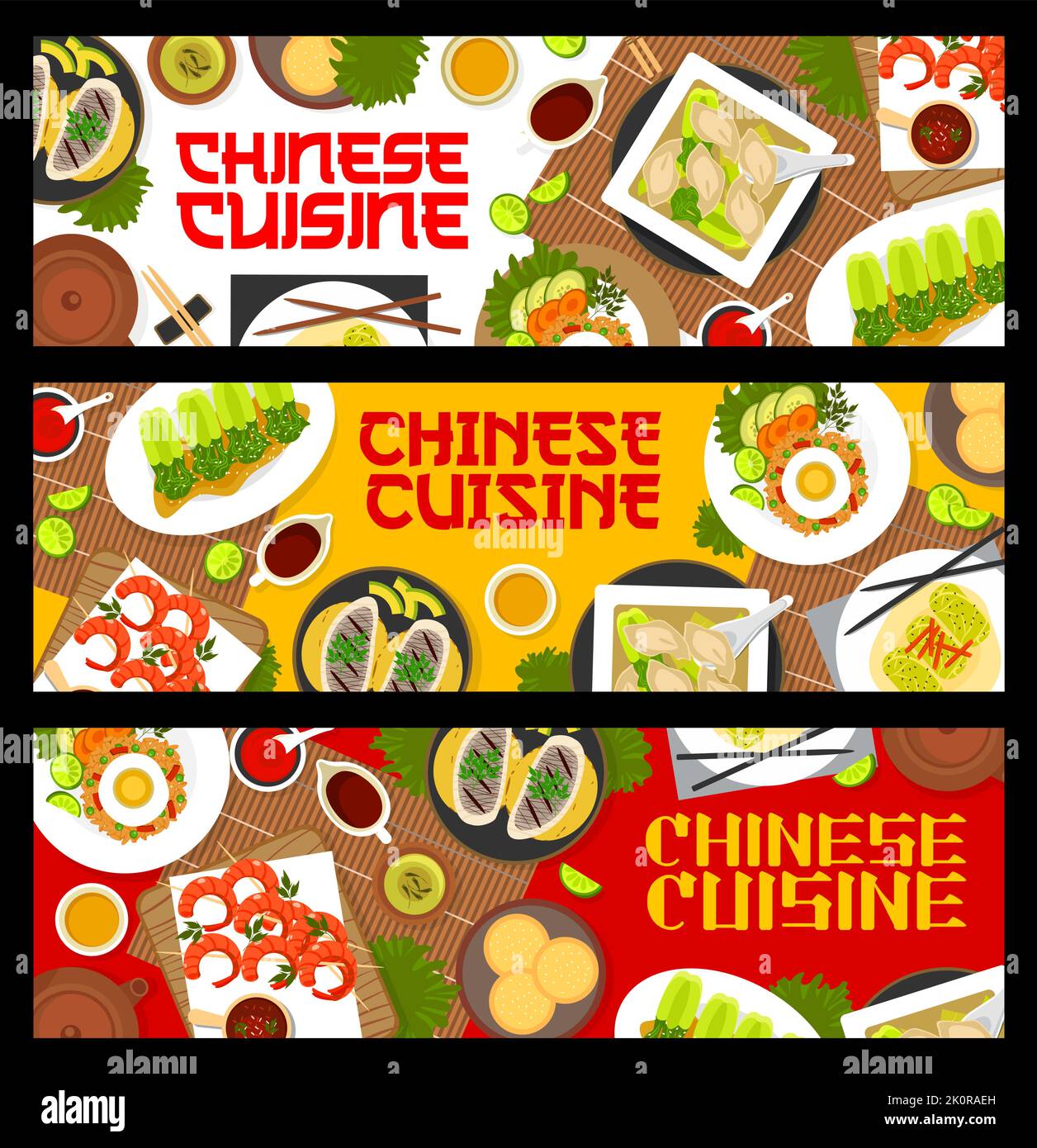 Cuisine chinoise bannières repas pour restaurant asiatique, Vector ...