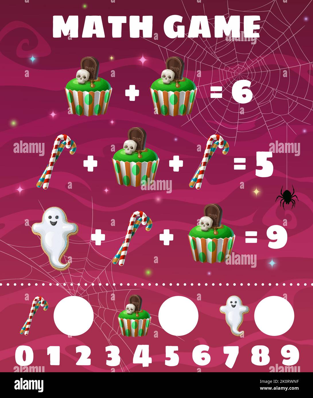 Bonbons de dessin animé pour Halloween. Feuille de calcul de jeu ...