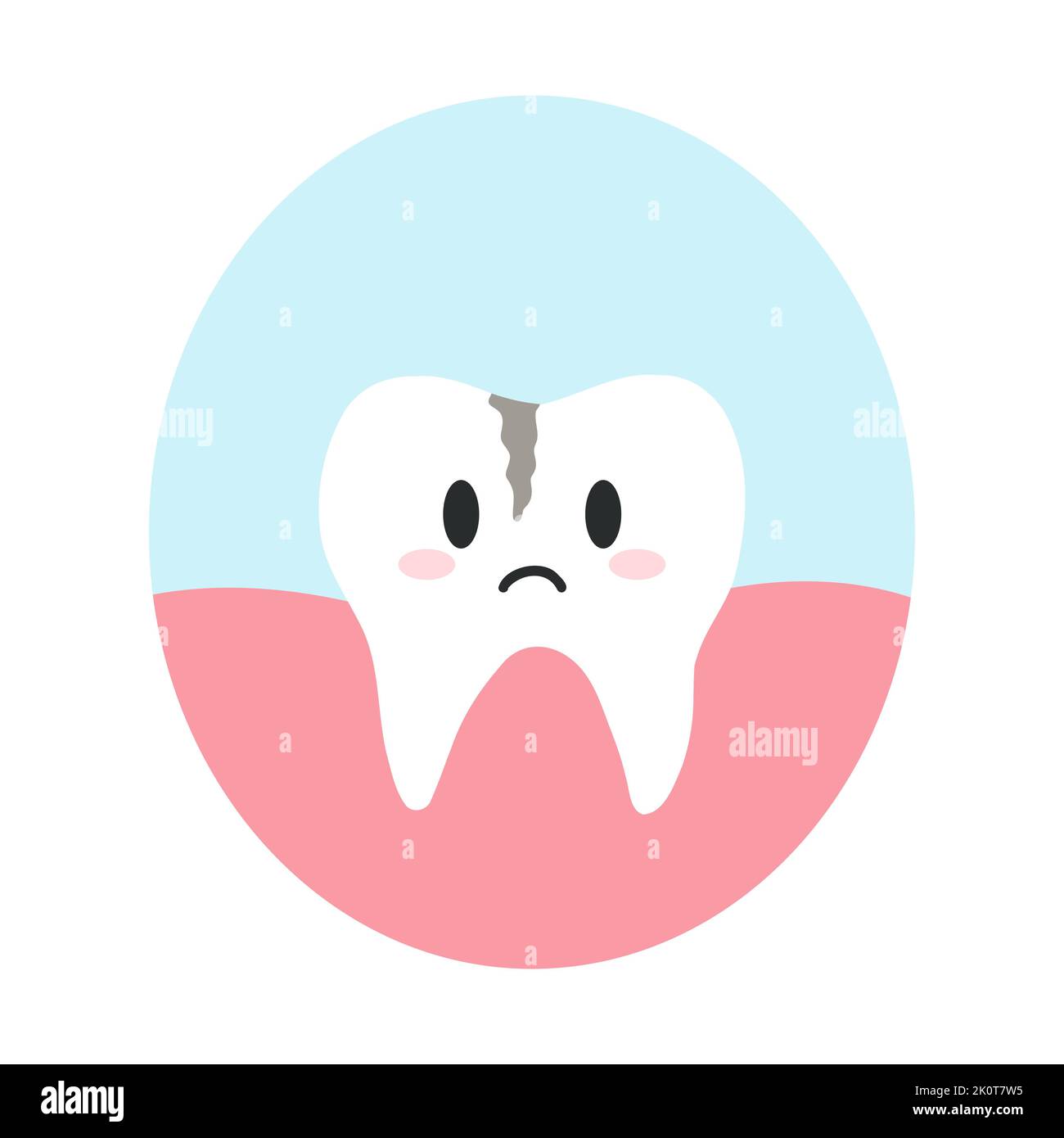 Dent fissurée cassée dans un style de dessin animé plat. Illustration ...