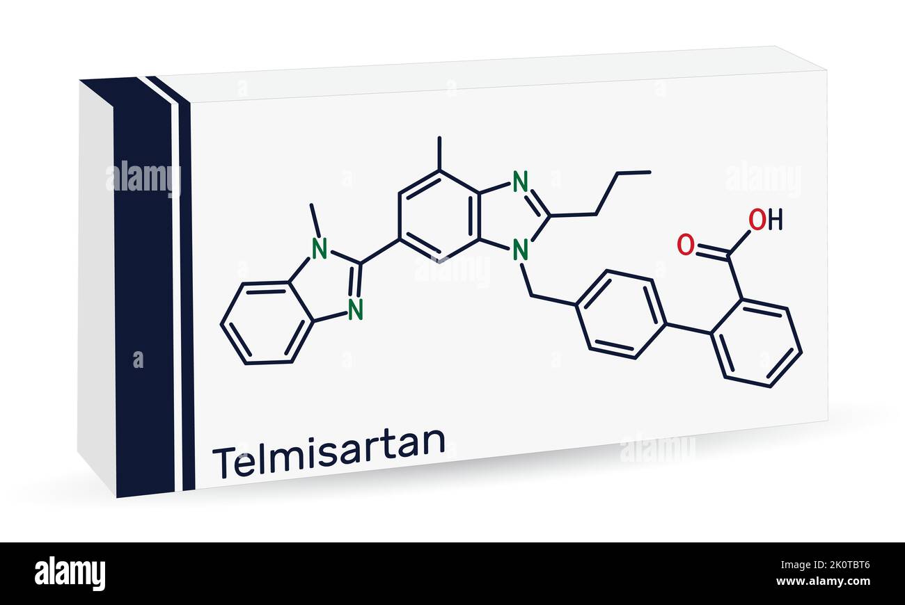 Molécule de telmisartan. Utilisé pour traiter l'hypertension. Formule ...