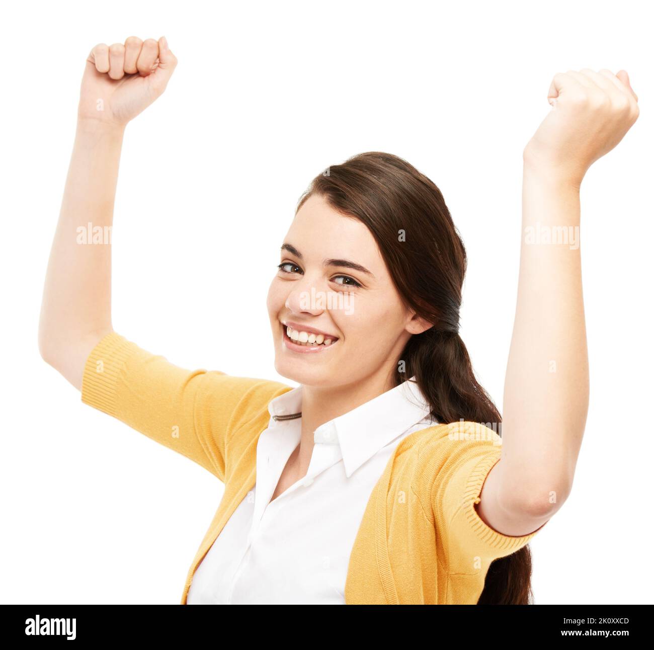 Elle est tellement contente de l'avoir fait. Vue rognée d'une jeune ...