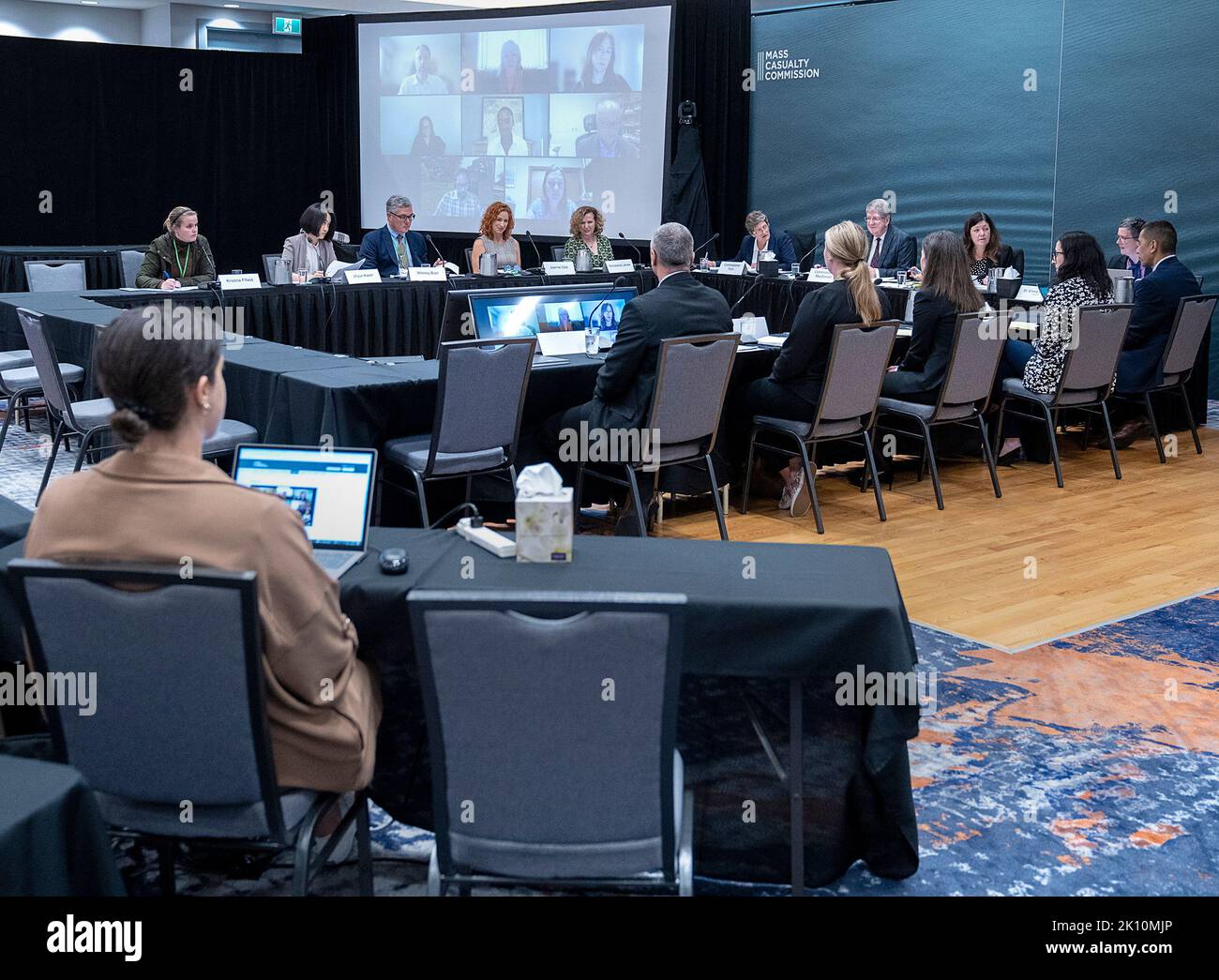 Les commissaires Leanne Fitch, Michael MacDonald, président, et Kim ...