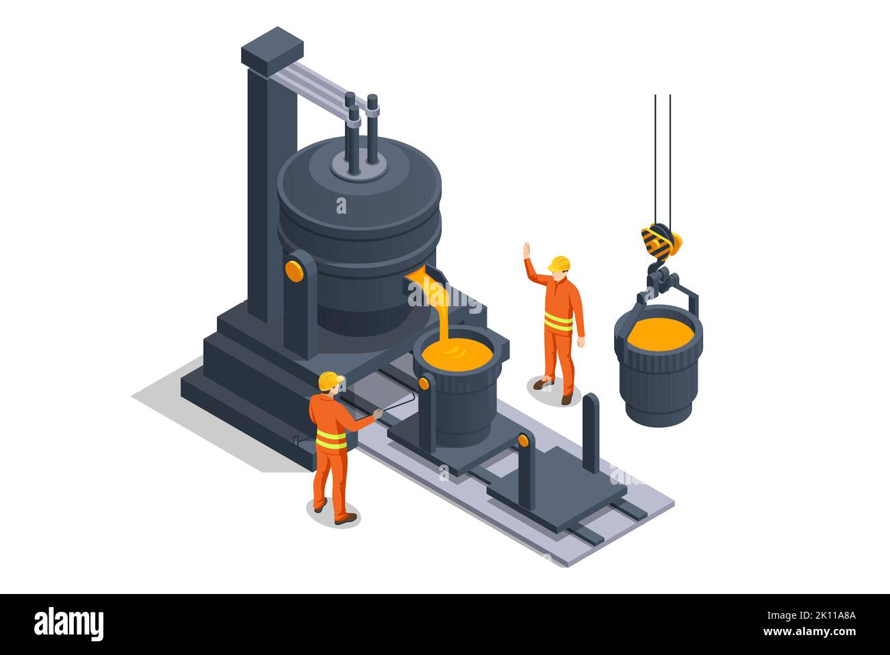 Production et métallurgie de l'acier industriel isométrique. Procédés ...