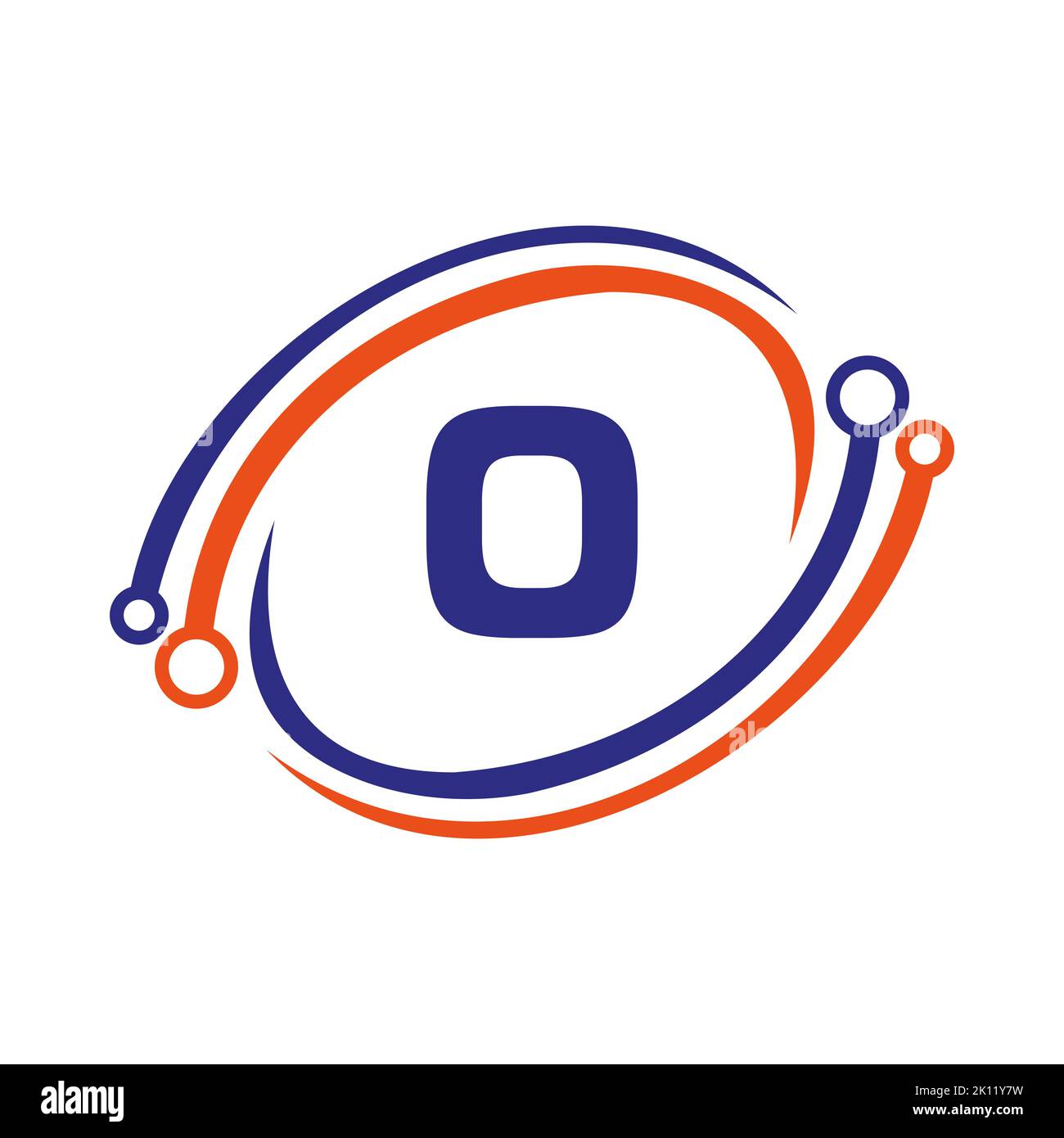Logo de la technologie sur le concept O Letter. Modèle de logo ...