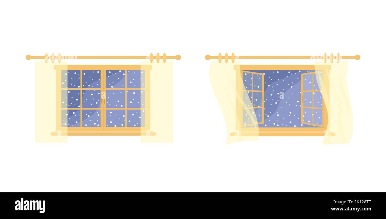 Ouvrir et fermer la fenêtre sur fond blanc. Illustration vectorielle ...