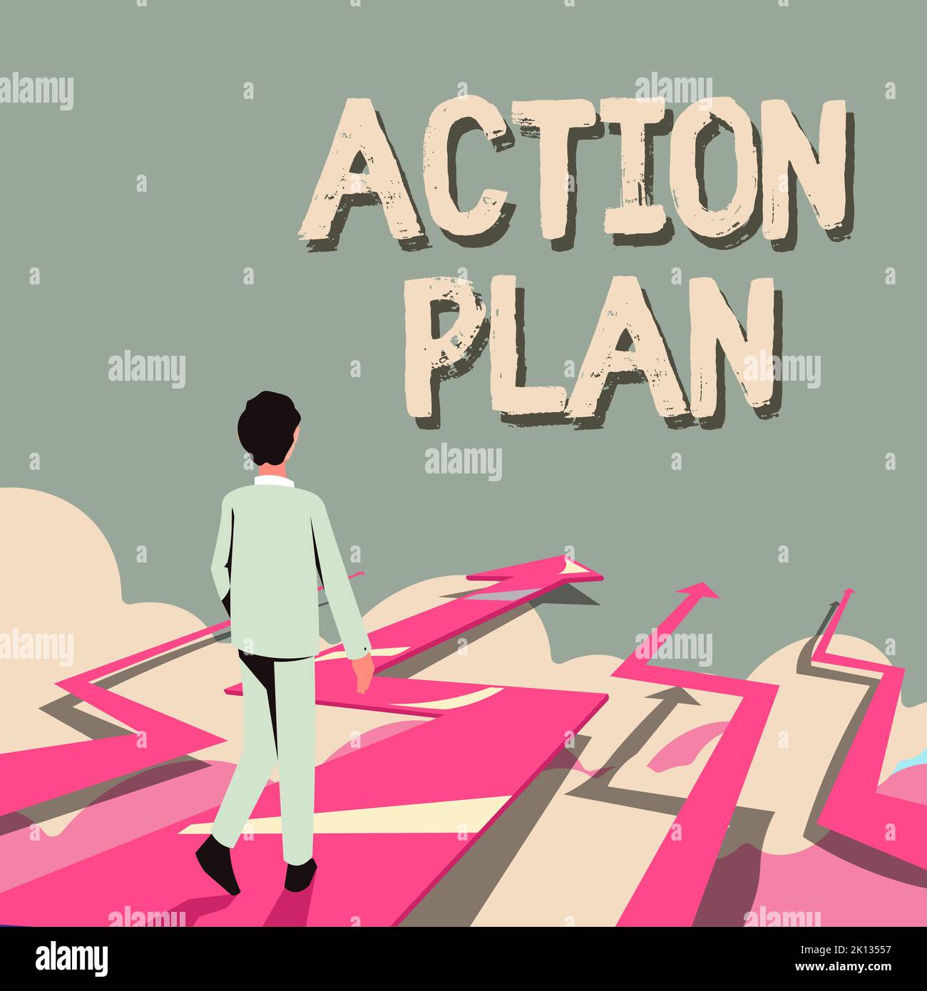 Affiche textuelle indiquant le plan d'action. Concept signification ...