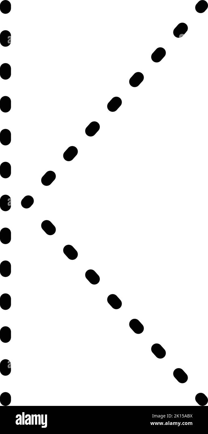 Traçage lettre K de l'alphabet préécriture élément en pointillés pour ...