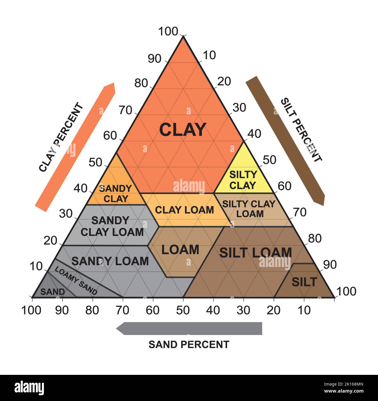 Triangle de texture du sol. Structure biologique de la Terre. Catégorie ...
