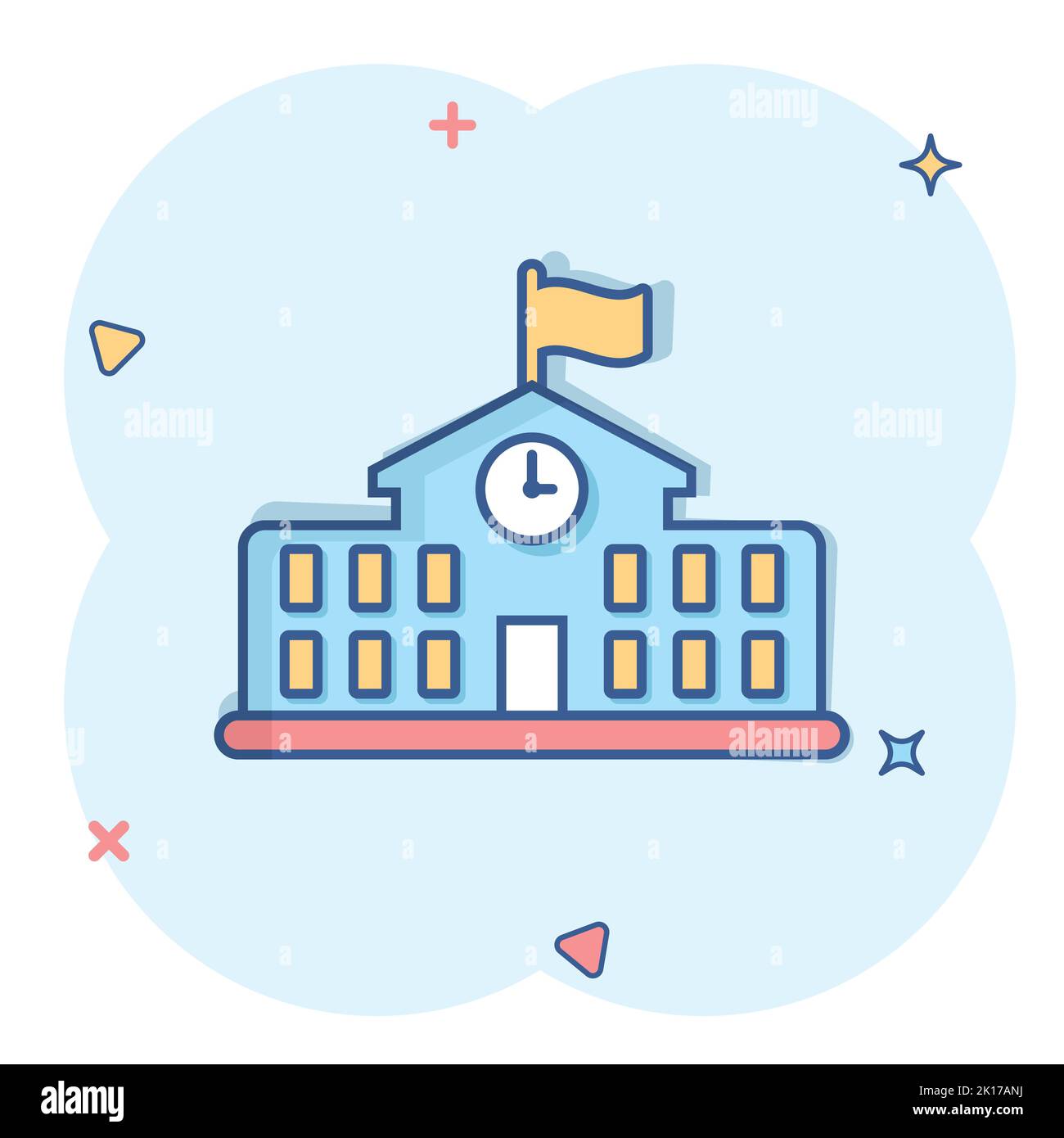 Icône de l'école dans le style comique. L'enseignement collégial vector ...