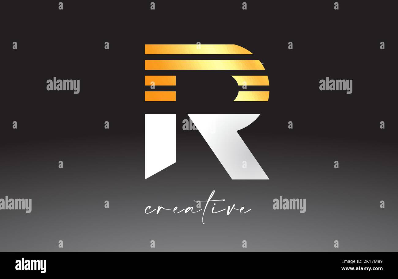 Logo Golden Lines Letter R avec lignes créatives découpées sur la ...