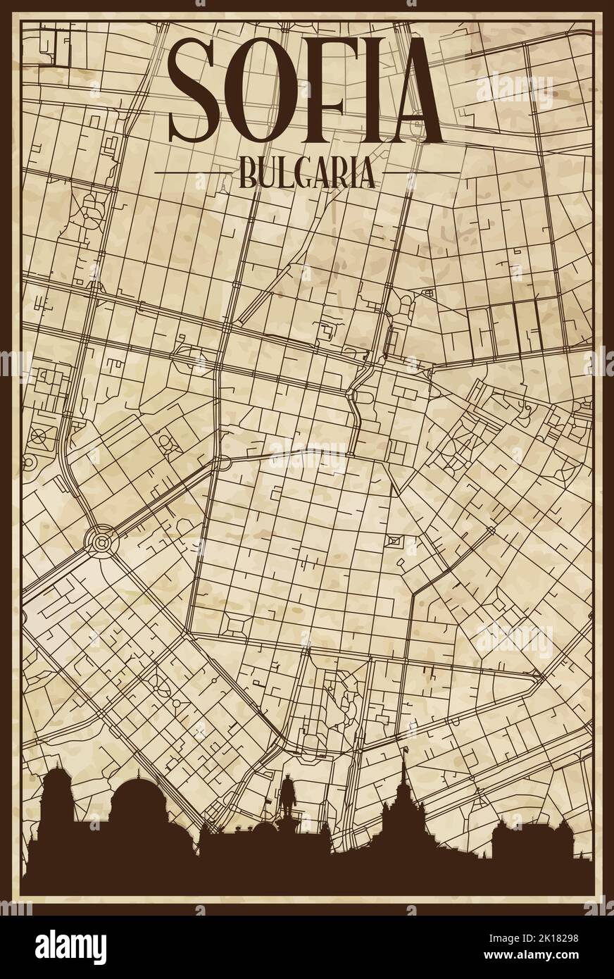 Vieille carte de sofia Banque d'images vectorielles - Alamy