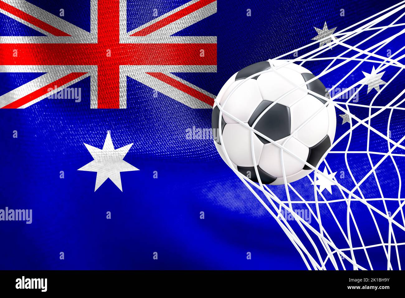 Coupe du monde de la FIFA 2022, drapeau national de l'Australie avec une balle de football en ...
