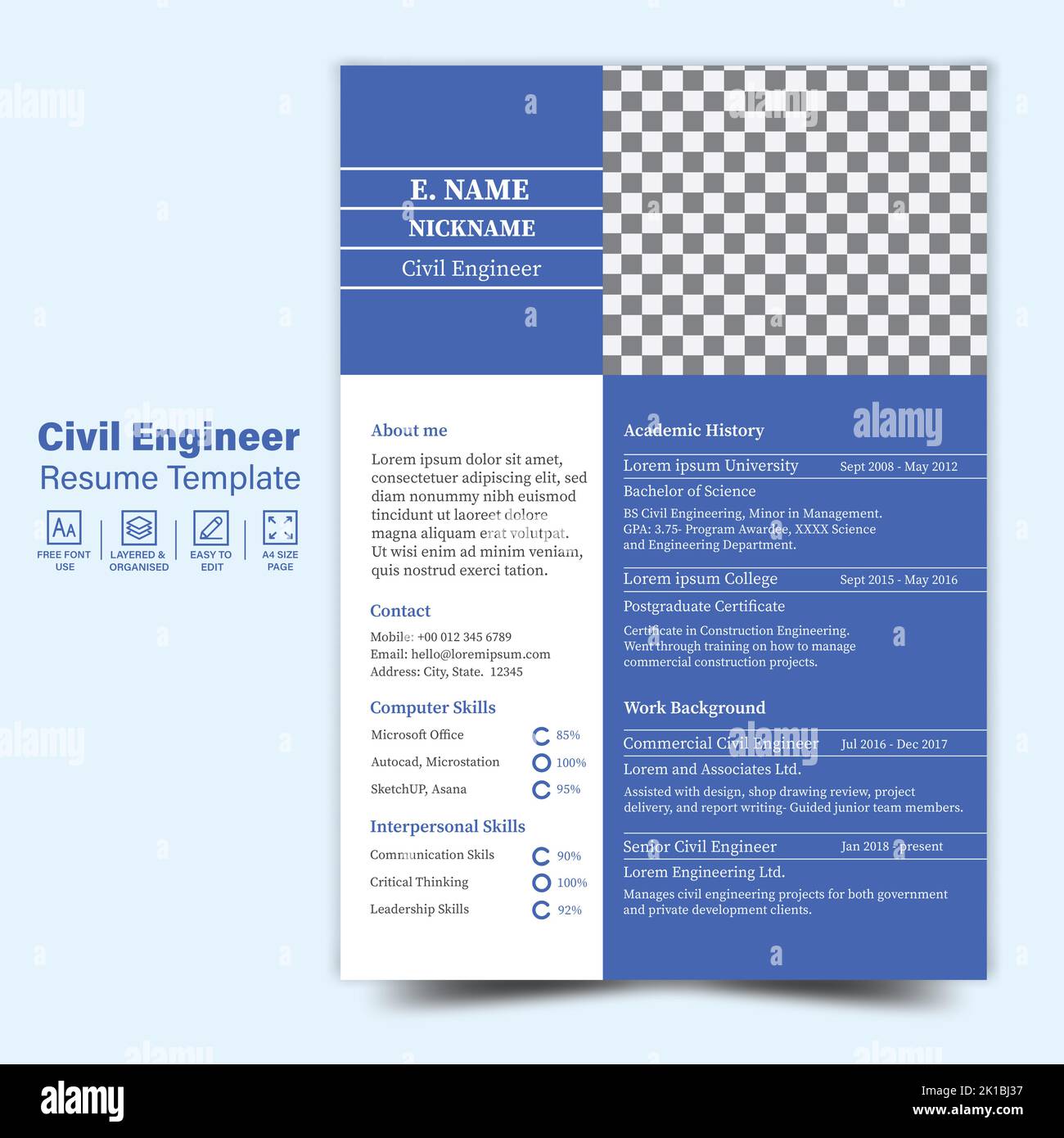 Modèle de CV de l'ingénieur civil, modèle de CV pour l'ingénieur Image ...
