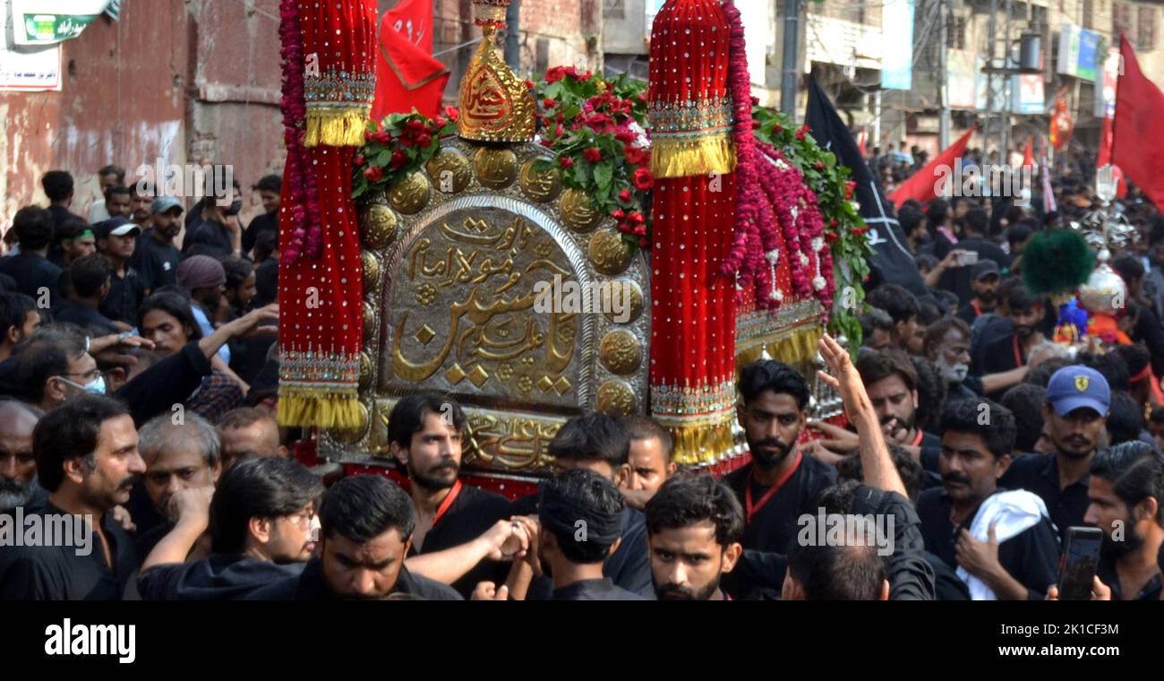 A large number of mourners attend the Chehlum procession to commemorate ...