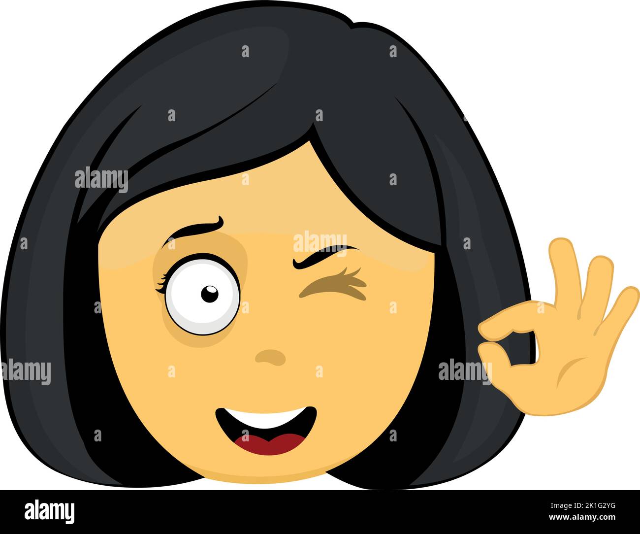 Illustration vectorielle emoji d'une femme de dessin animé jaune qui se ...