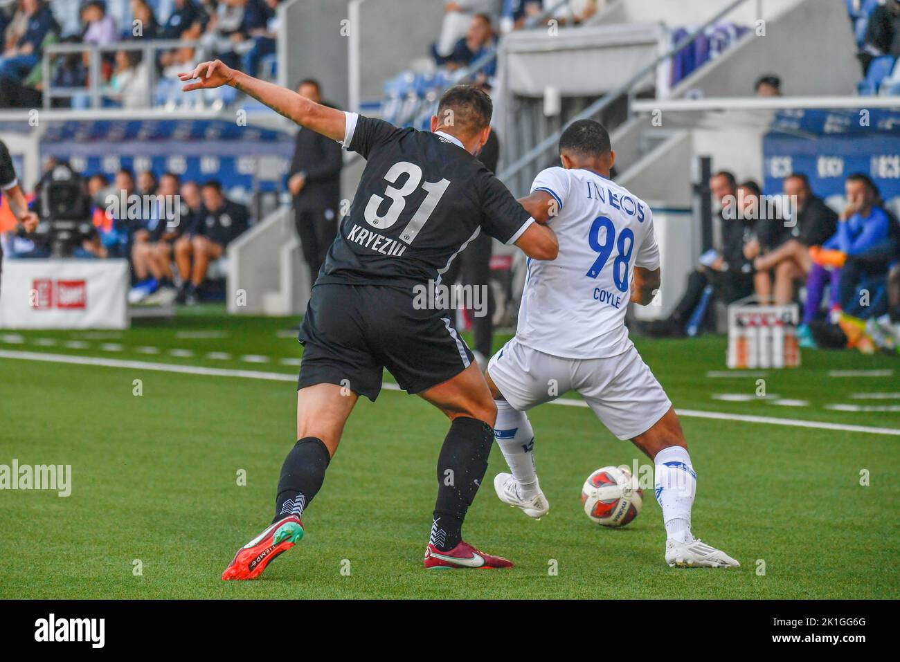 Lausanne Suisse, 09/18/2022: Trae Coyle du FC Lausanne-Sport (98) est ...