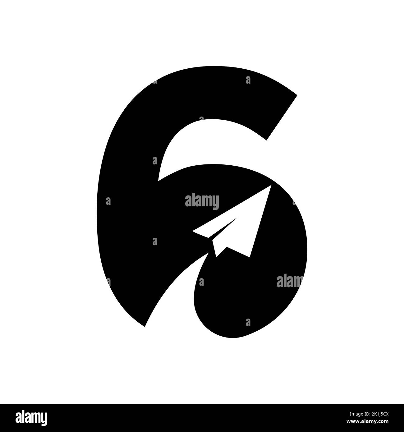 Logo de voyage Letter 6 associé au modèle de vecteur d'avion volant ...