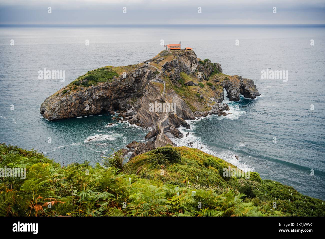 Vue panoramique de San Juan de Gaztelugatxe Gaztelugatxeko Doniene ...