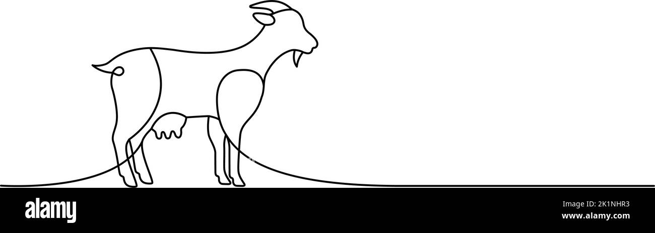 Dessin continu d'une ligne de chèvre. Symbole chèvre. Illustration d ...