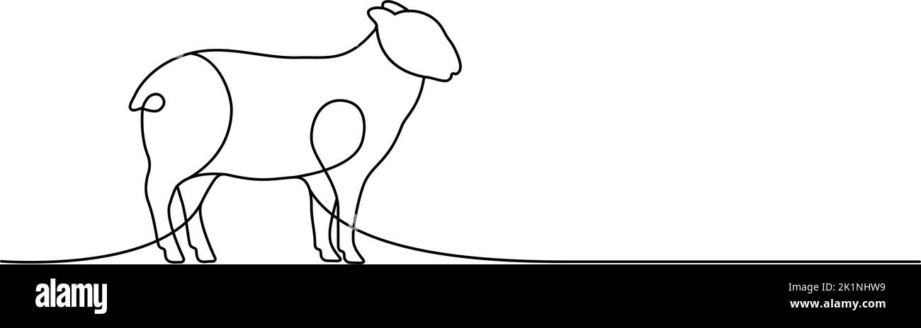 Brebis un dessin continu de ligne. Symbole brebis. Illustration d'une ...