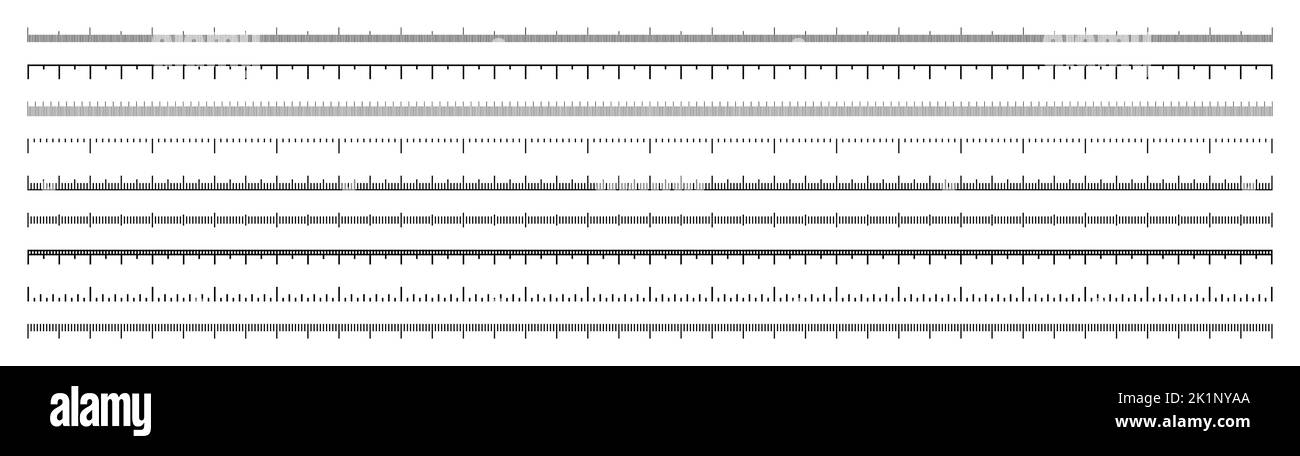 Diverses échelles de mesure avec divisions. Échelle longue réaliste ...