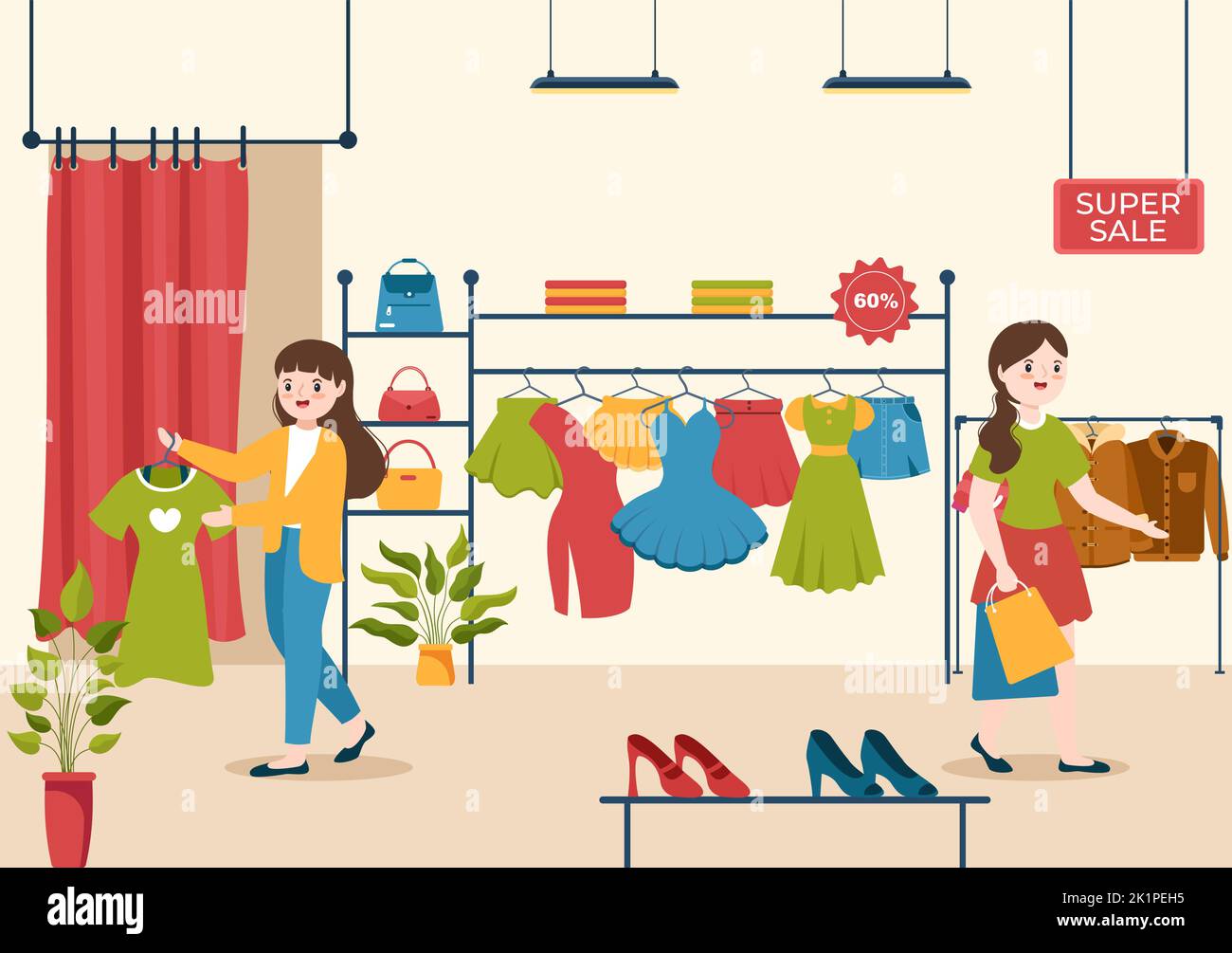 Magasin de vêtements de mode pour femmes modèle dessin main dessin ...