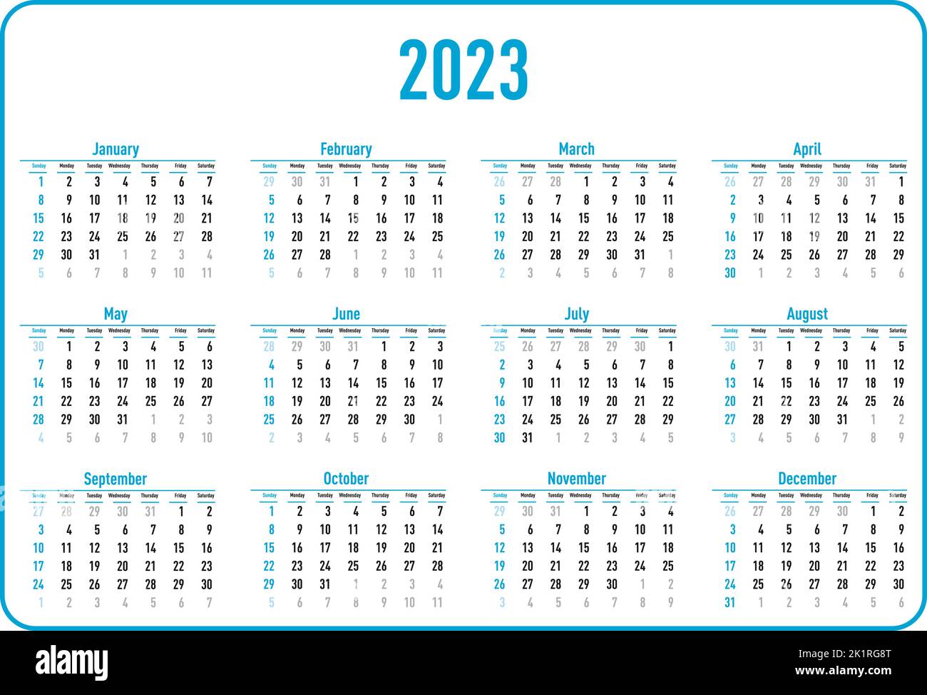 Calendrier 2023 vecteur Banque de photographies et d’images à haute résolution - Alamy