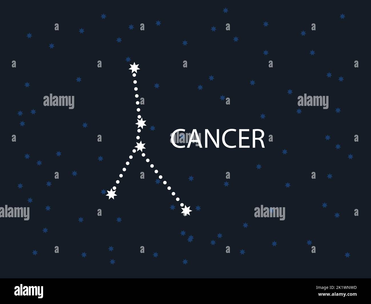 Symbole Horoscope du cancer. Constellation de zodiaque avec étoiles ...