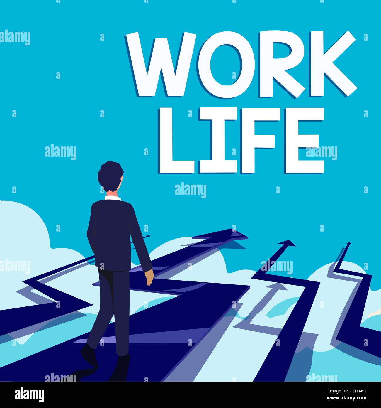 Signe de texte montrant la vie de travail, mot pour une tâche ...