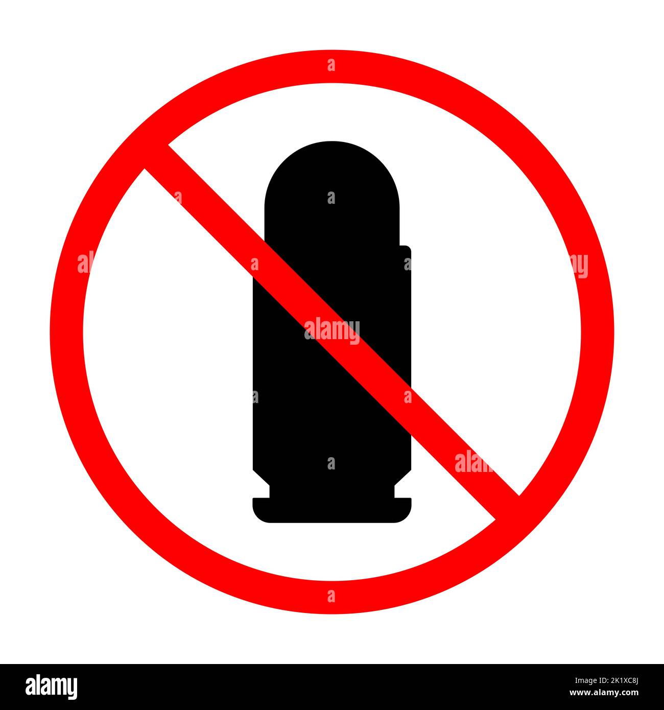 Symbole d'interdiction de balle. La cartouche est interdite. Signe de ...