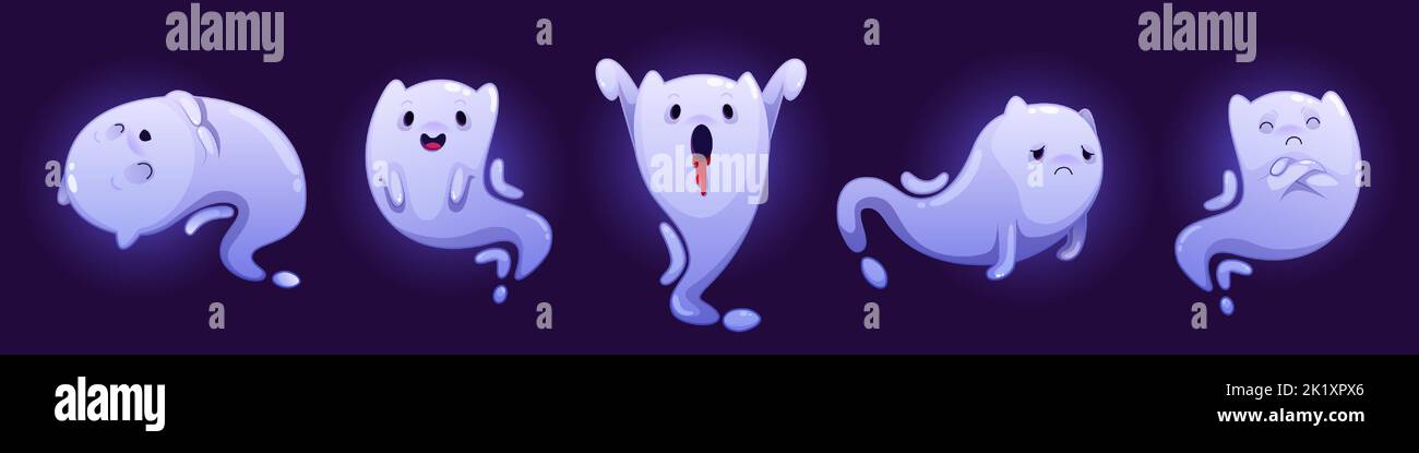 Ensemble de personnages de Halloween, dessins animés et fantômes ...