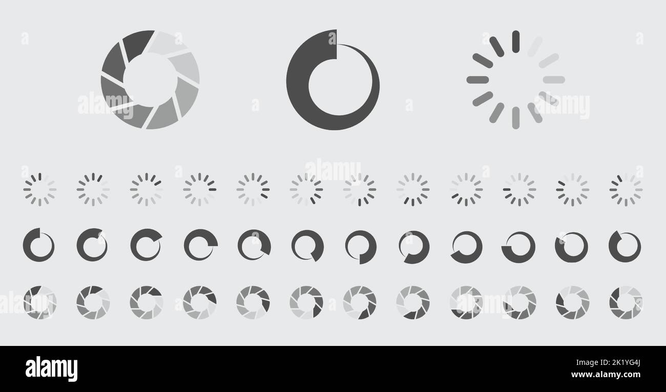 Chargement circulaire mise en mémoire tampon icônes Vector Set vidéo prêt pour l'animation GIF ...