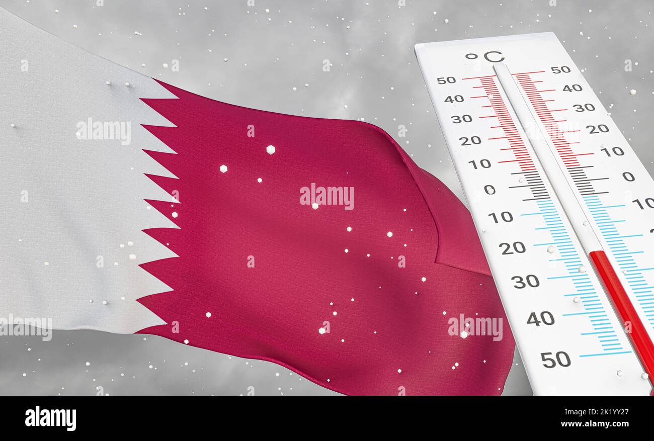 Hiver au Qatar avec froid sévère, température négative, saison froide ...